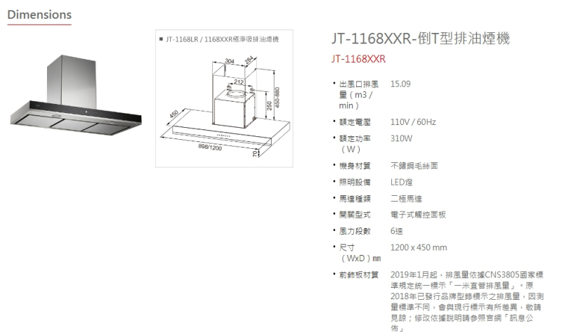 喜特麗 JT-1168XXR-倒T型排油煙機【120CM】 - 席諾祺系統廚櫃 | 台中系統櫥櫃 | 台中客製化系統傢俱 | 台中系統櫃設計